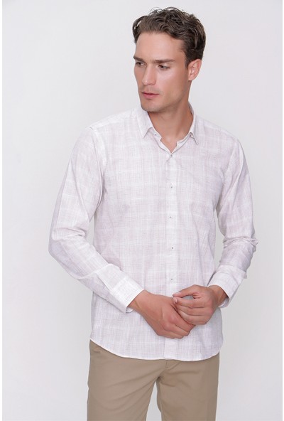 Morven Erkek Kahverengi Keten Uzun Kollu Regular Fit Rahat Kesim Gömlek Morven Erkek Kahverengi Keten Uzun Kollu Regular Fit Rahat Kesim Gömlek