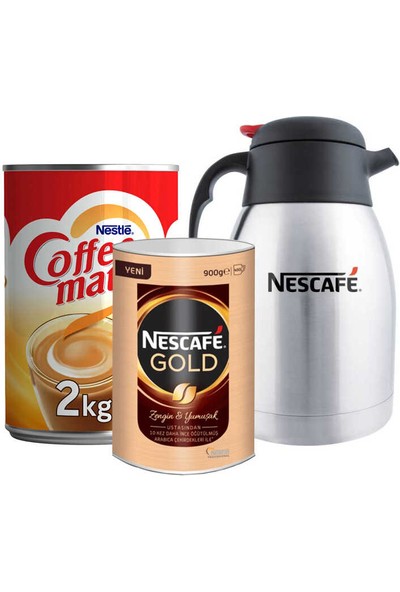 Nescafe Gold 900 gr + Coffee Mate Kahve Kreması 2000 gr +Nescafe Termos Nescafe Gold 900 gr + Coffee Mate Kahve Kreması 2000 gr +Nescafe Termos