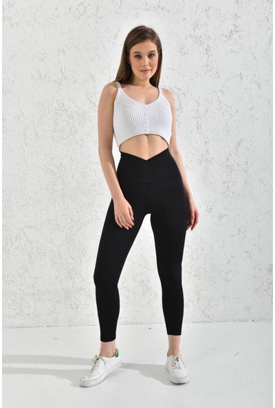 Hull Collection Fitilli Toparlayıcı Çapraz Belli Tayt Siyah Hull Collection Fitilli Toparlayıcı Çapraz Belli Tayt Siyah