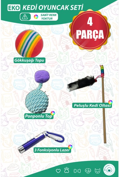 Ast Gross Pet Eko Kedi Oyuncak Seti Kedi Oyuncağı Olta Kedi Lazer Top Ast Gross Pet Eko Kedi Oyuncak Seti Kedi Oyuncağı Olta Kedi Lazer Top
