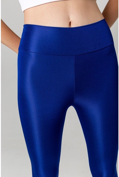 Toparlayıcı Disko Tayt Saks Mavisi