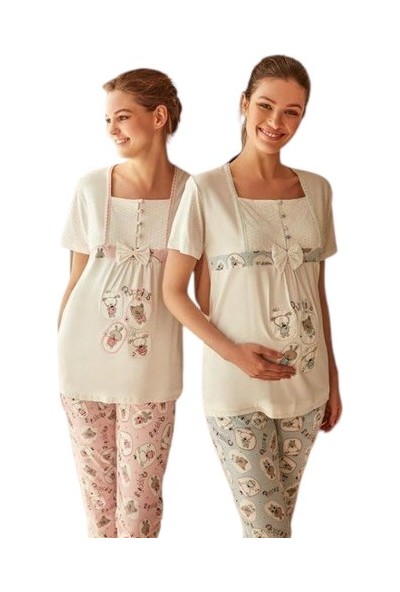 Paketleexpress Feyza 3271 Bayan Lohusa Kısa Kol Pijama Takım