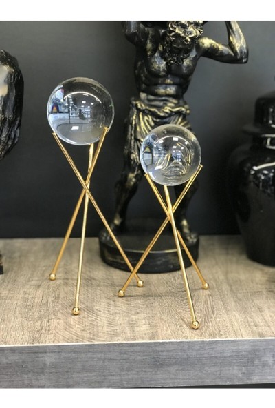 Tutal Home Gold 2'li Çapraz Ayaklı Kristal Küre Biblo Tutal Home Gold 2'li Çapraz Ayaklı Kristal Küre Biblo