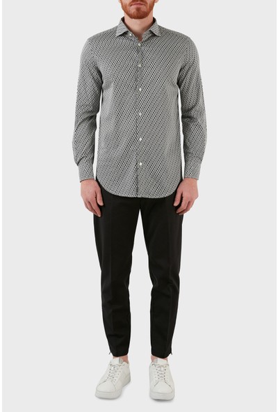 Emporio Armani Pamuklu Desenli Regular Fit Gömlek Erkek Gömlek 3L1C86 1npbz F129