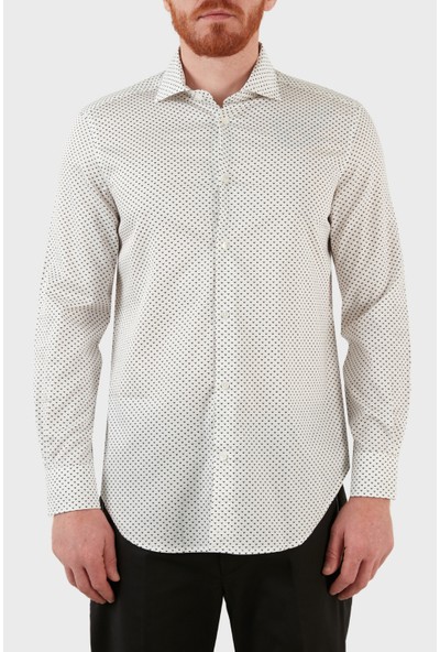 Emporio Armani Pamuklu Desenli Regular Fit Gömlek Erkek Gömlek 3L1C86 1npbz F133