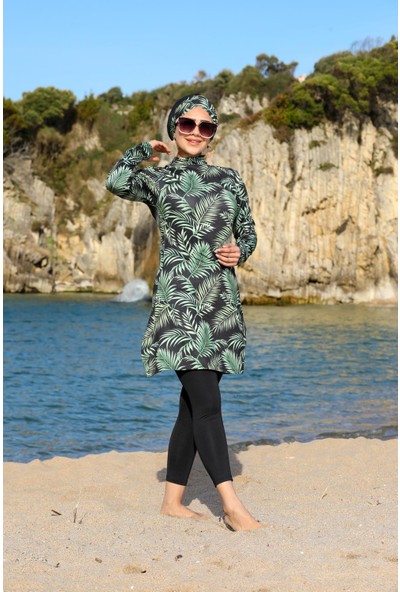 Seboteks Tropikal Desen Taytlı Kapalı Tesettür Mayo 22662268 Seboteks Tropikal Desen Taytlı Kapalı Tesettür Mayo 22662268