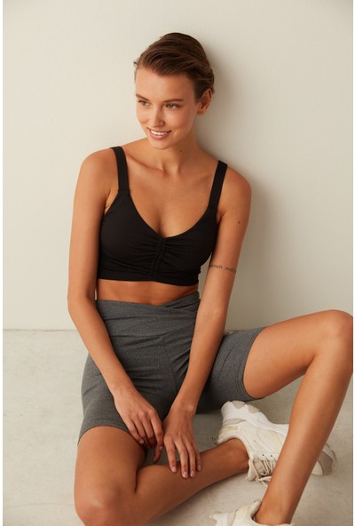 Penti Siyah Shirred Long Üst