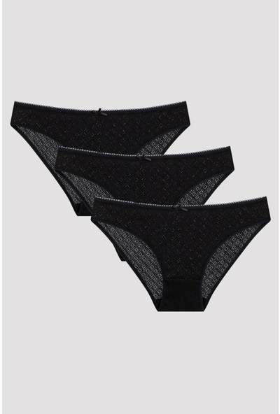 Siyah Soft Pointel 3lü Slip Külot Siyah Soft Pointel 3lü Slip Külot