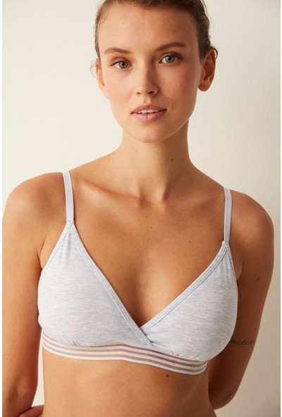 Açık Gri BU4U Triangle Removable Cotton Sütyen Açık Gri BU4U Triangle Removable Cotton Sütyen