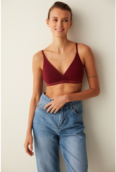 Bordo Triangle Çıkarılabilir Pedli Cotton Sütyen Bordo Triangle Çıkarılabilir Pedli Cotton Sütyen