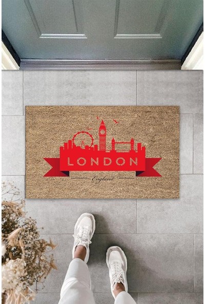 Berlin Shop Dijital Baskı Bej London-England Paspas K-3022 Berlin Shop Dijital Baskı Bej London-England Paspas K-3022