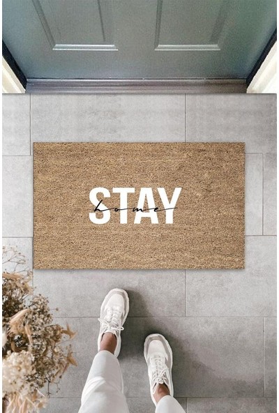 Berlin Shop Bej Kapı Önü Paspası Stay Home Desen K-3311 Berlin Shop Bej Kapı Önü Paspası Stay Home Desen K-3311