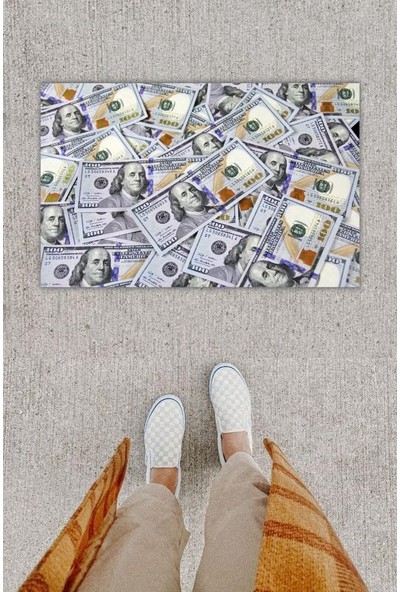 Berlin Shop Dijital Baskı Dekoratif Dolar Çok Renkli Kapı Önü Paspası K-1242 Berlin Shop Dijital Baskı Dekoratif Dolar Çok Renkli Kapı Önü Paspası K-1242