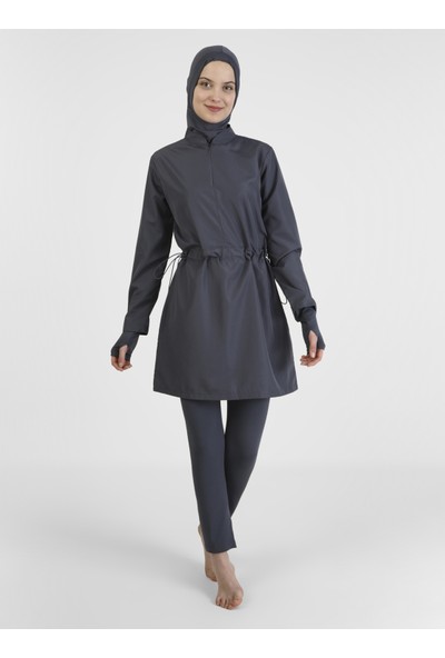 Mayo Bella Parmak Geçmeli Tam Kapalı Mayo - Antrasit - Mayo Bella