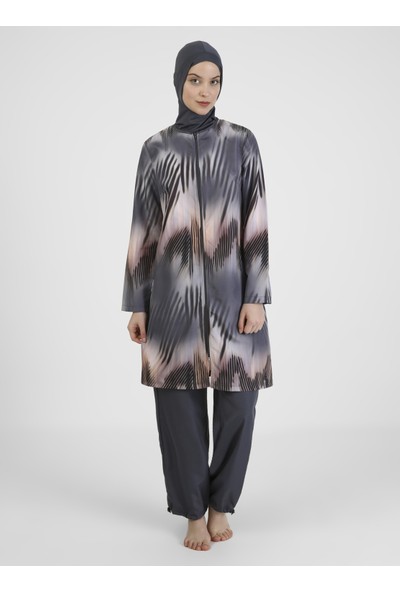 Mayo Bella Çizgi Desenli Tam Kapalı Mayo - Çok Renkli - Mayo Bella