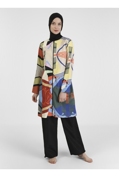 Mayo Bella Casual Renkli Tam Kapalı Mayo - Çok Renkli - Mayo Bella