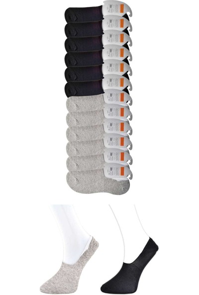 BYR Siyah ve Gri Erkek Babet Çorap 12 Çift