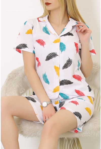 Şortlu Takım Desenlibeyaz - 2354.555.