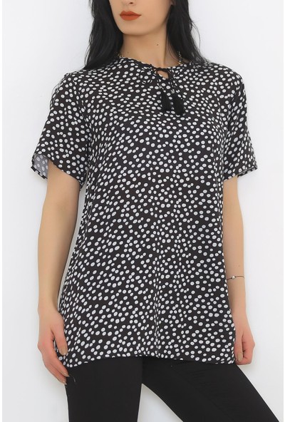 Desenli Kısa Kol Bluz Puanlısiyah - 9332.107.