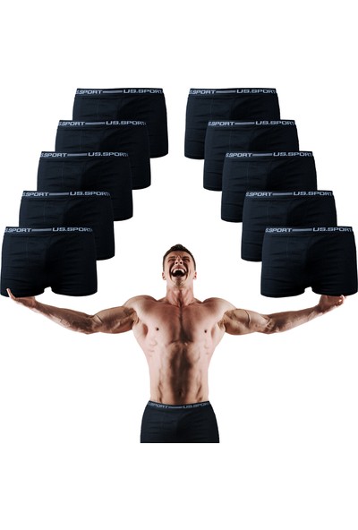 us.sport challenger Içgiyim 10'lu Lacivert Boxer, Baksır, Likralı, Pamuklu, Slim Fit us.sport challenger Içgiyim 10'lu Lacivert Boxer, Baksır, Likralı, Pamuklu, Slim Fit