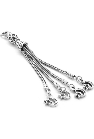 Co Cadeaux Ayyıldız Tasarım 4lü Kamçı 925 Ayar Gümüş Püskül Co Cadeaux Ayyıldız Tasarım 4lü Kamçı 925 Ayar Gümüş Püskül