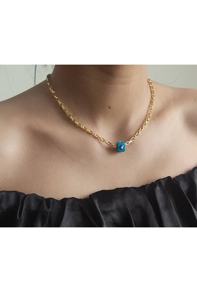 Dnz Bayan Mavi Boncuklu Kolye