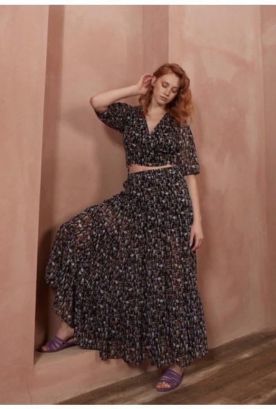 Karte Beyond Perfection Çiçek Baskılı Şifon Çingene Etek