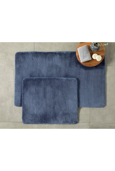 English Home Poffy 2'Li Banyo Paspası Setı 60 X 100 Cm - 50x60 Cm Lacivert English Home Poffy 2'Li Banyo Paspası Setı 60 X 100 Cm - 50x60 Cm Lacivert