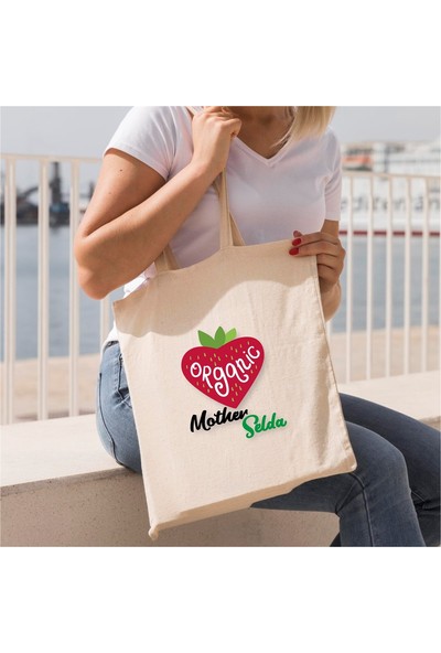 E-Hediyeci Kişiye Özel Organik Anne Tasarımlı Bez Çanta -86