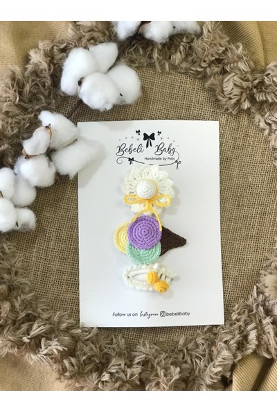 Bebeli Baby Kız Çocuk 3 Lü Örgü Toka Set