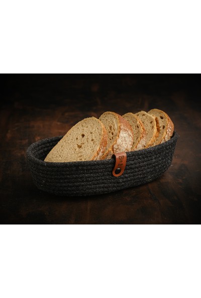 Joyso Pamuk İp El Yapımı Ekmek Sepeti 22 X 12 X 5 Cm