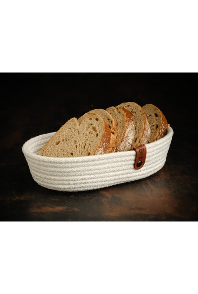 Joyso Pamuk İp El Yapımı Ekmek Sepeti 22 X 12 X 5 Cm
