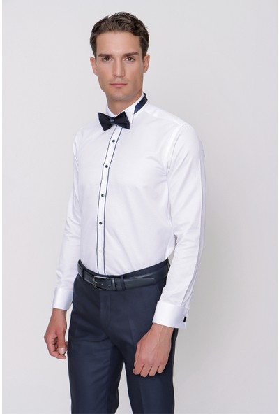 Morven Erkek Lacivert Biyeli Ata Yaka Gömlek Morven Erkek Lacivert Biyeli Ata Yaka Gömlek