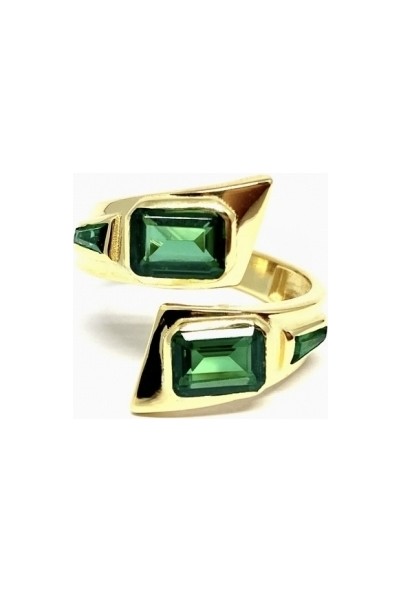 Mooije Silver Baget Taşlı Zümrüt Gümüş Yüzük Mooije Silver Baget Taşlı Zümrüt Gümüş Yüzük