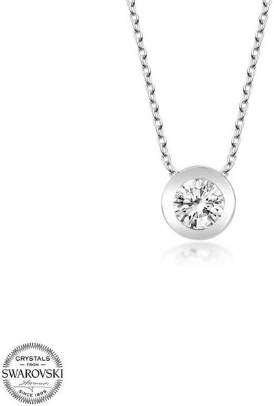 Mooije Silver Swarovski Taşlı Çember Tektaş Anneler Günü Gümüş Kolye Mooije Silver Swarovski Taşlı Çember Tektaş Anneler Günü Gümüş Kolye