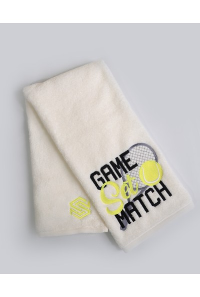 Smach & Slice Tenis Temalı Nakışlı Çocuk Spor Havlusu 50*70 Krem