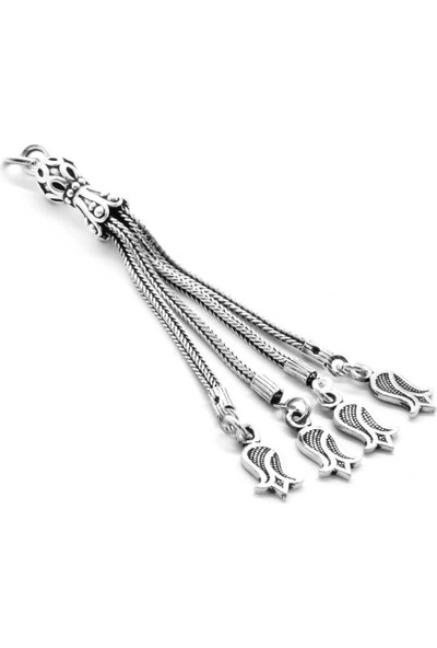 Tesbihname Lale Tasarım 4lü Kamçı 925 Ayar Gümüş Püskül Tesbihname Lale Tasarım 4lü Kamçı 925 Ayar Gümüş Püskül