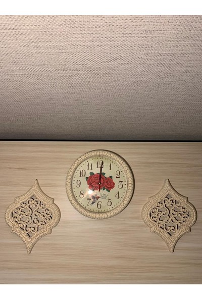 Referans Tasarım Geleneksel Hat Desenli Dekoratif 3 Parça Duvar Saati Referans Tasarım Geleneksel Hat Desenli Dekoratif 3 Parça Duvar Saati