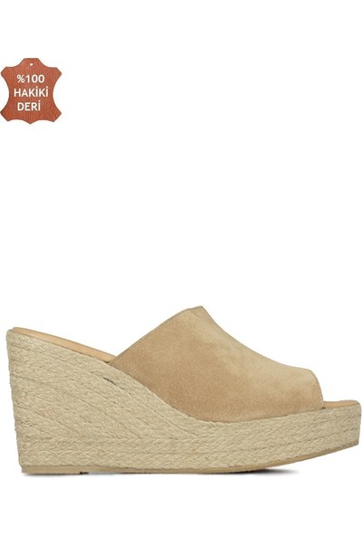 Fitbas 6436 162 Kadın Taba Süet Büyük & Küçük Numara Terlik