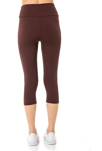 Kadın Fitilli Yüksek Bel Diz Altı Kapri Tayt