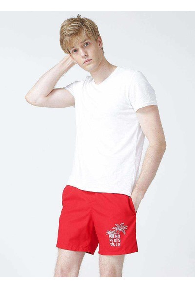 Aeropostale Standart Baskılı Erkek Şort Mayo- Kırmızı