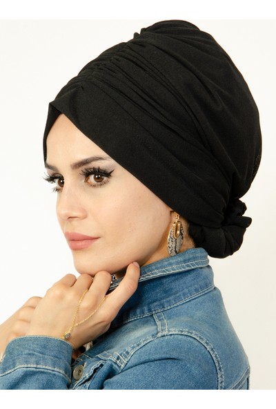 Aişe Tesettür Tokalı Bone - Siyah - Aişe Tesettür