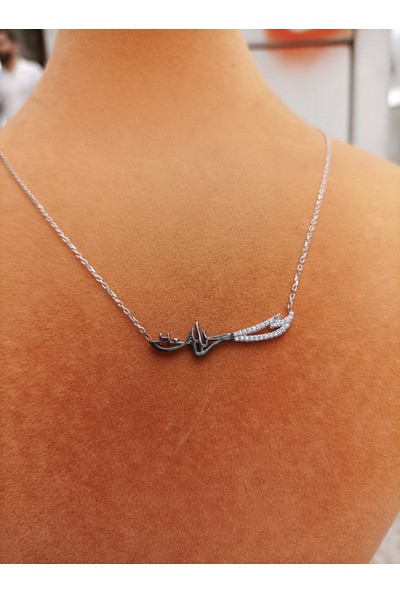 Firuze Gümüş Hz. Ali'nin Kılıcı Süper Zirkon Taşlı Gümüş Kolye