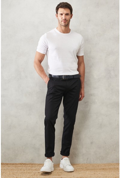 AC&Co / Altınyıldız Classics Erkek Siyah Slim Fit Dar Kesim Yan Cep Chino Pantolon AC&Co / Altınyıldız Classics Erkek Siyah Slim Fit Dar Kesim Yan Cep Chino Pantolon