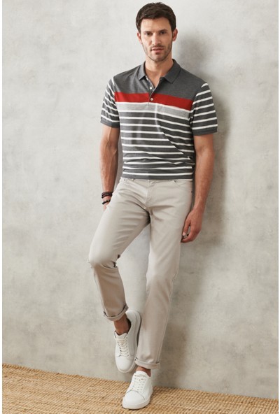 Altınyıldız Classics Erkek Taş Slim Fit Dar Kesim Armürlü 5 Cepli Casual Pantolon