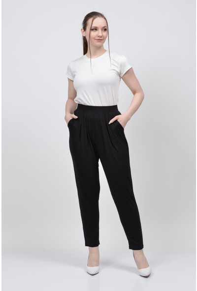 Tusse Kadın Düz Renk Viskon Büyük Beden Havuç Pantolon Tusse Kadın Düz Renk Viskon Büyük Beden Havuç Pantolon