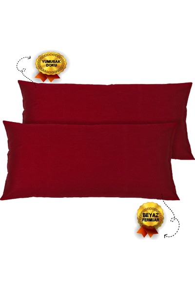 Hediye Nest Bordo 2'li Yastık Kılıfı Siyah Fermuarlı 50 x 70 cm