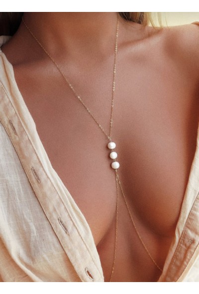 Takıconcept 3 Incili Altın Renk Vücut Zinciri Bikini Üstü Vücut Aksesuarı Takıconcept 3 Incili Altın Renk Vücut Zinciri Bikini Üstü Vücut Aksesuarı