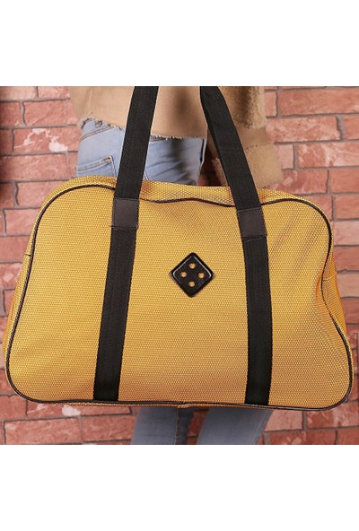 Hardal Suni Deri Seyahat Kadın Çantası