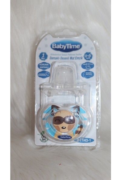 Babytime Damaklı Desenli Koruyucu Kapaklı Mat Emzik 0-6 Ay (1 No)